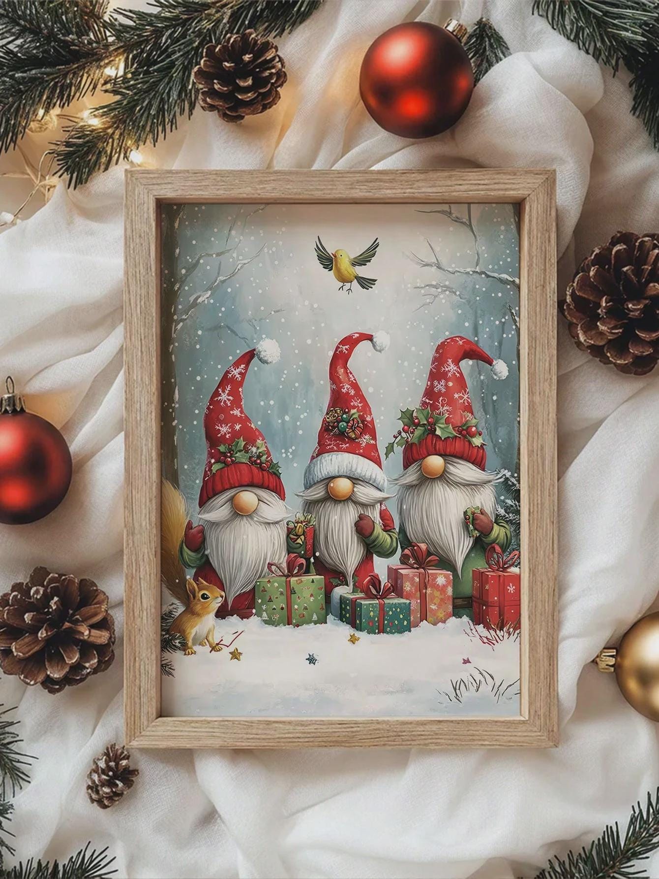 Festive Gonk Cute Poster Cozy Home Decor Poster Wall Art Poster Red Hat ...