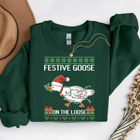 Festive Goose On The Loose Ugly Christmas Sweaters – T-Shirt, Hoodie ...