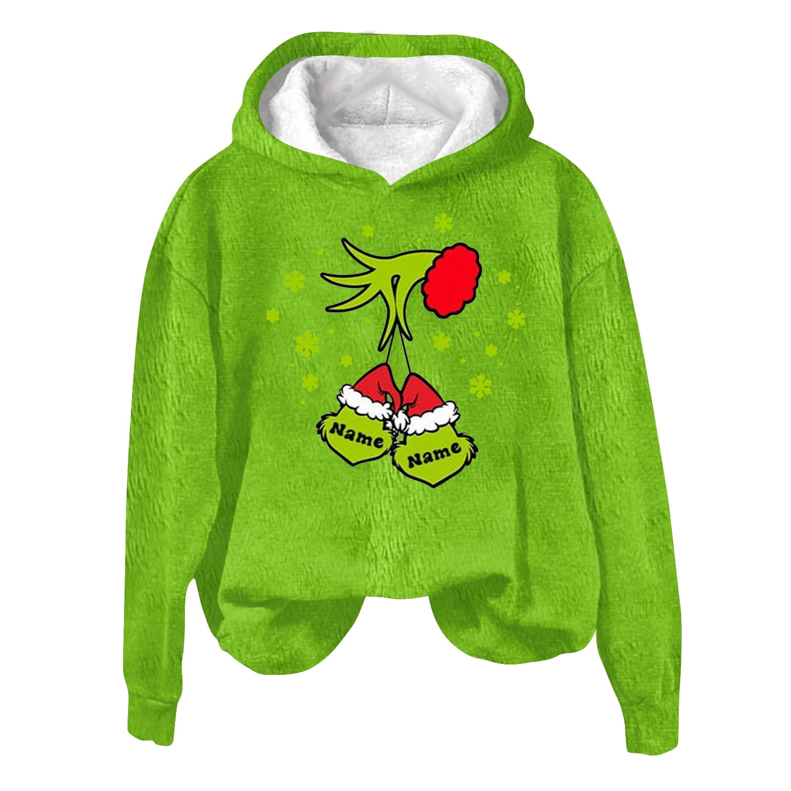 Festive Green Fleece Hoodie with Santa Hat Design Cozy Christmas ...