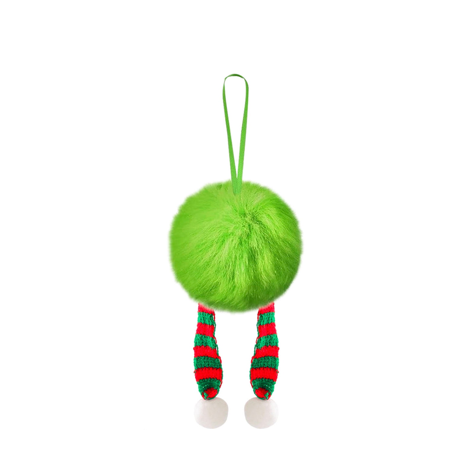 Festive Green Furry Christmas Tree Ornaments with Ribbon – Unique Soft ...
