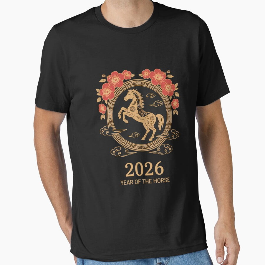 Festive Greeting 2026 Happy Chinese New Year Horse Theme Unisex T-Shirt, up to size 5XL ...