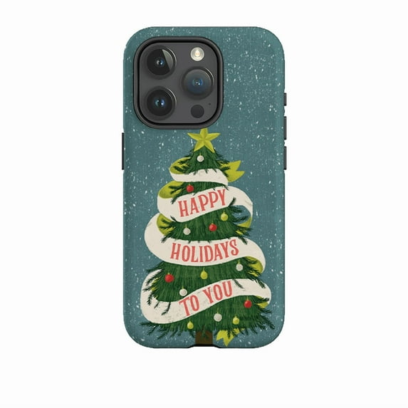 Festive Happy Holidays Graphic Art iPhone Case 17 16 15 14 13 12 11 Pro ...