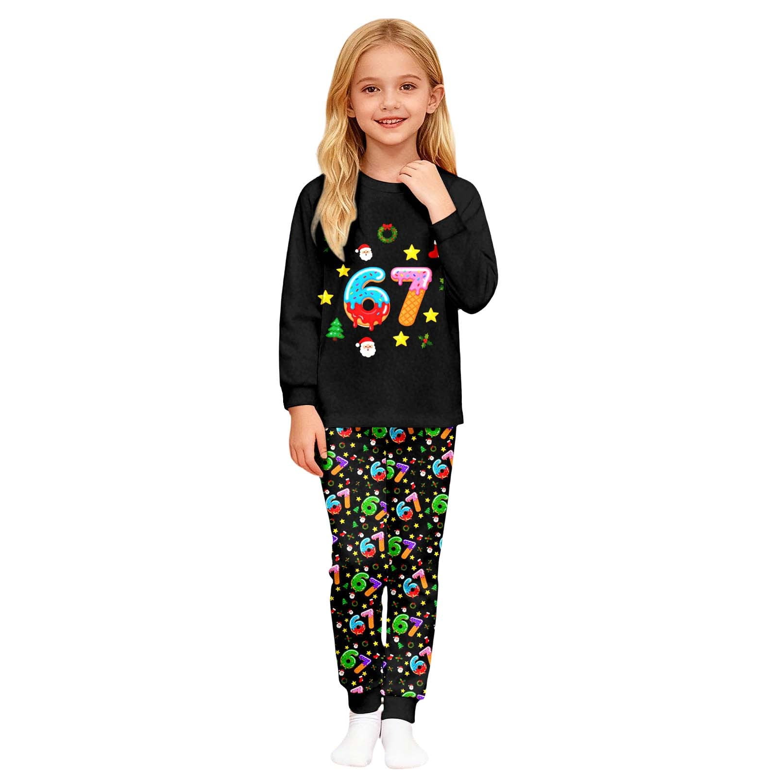 Festive Holiday Children's Number-Print Pajama Set, Cozy Two-Piece ...
