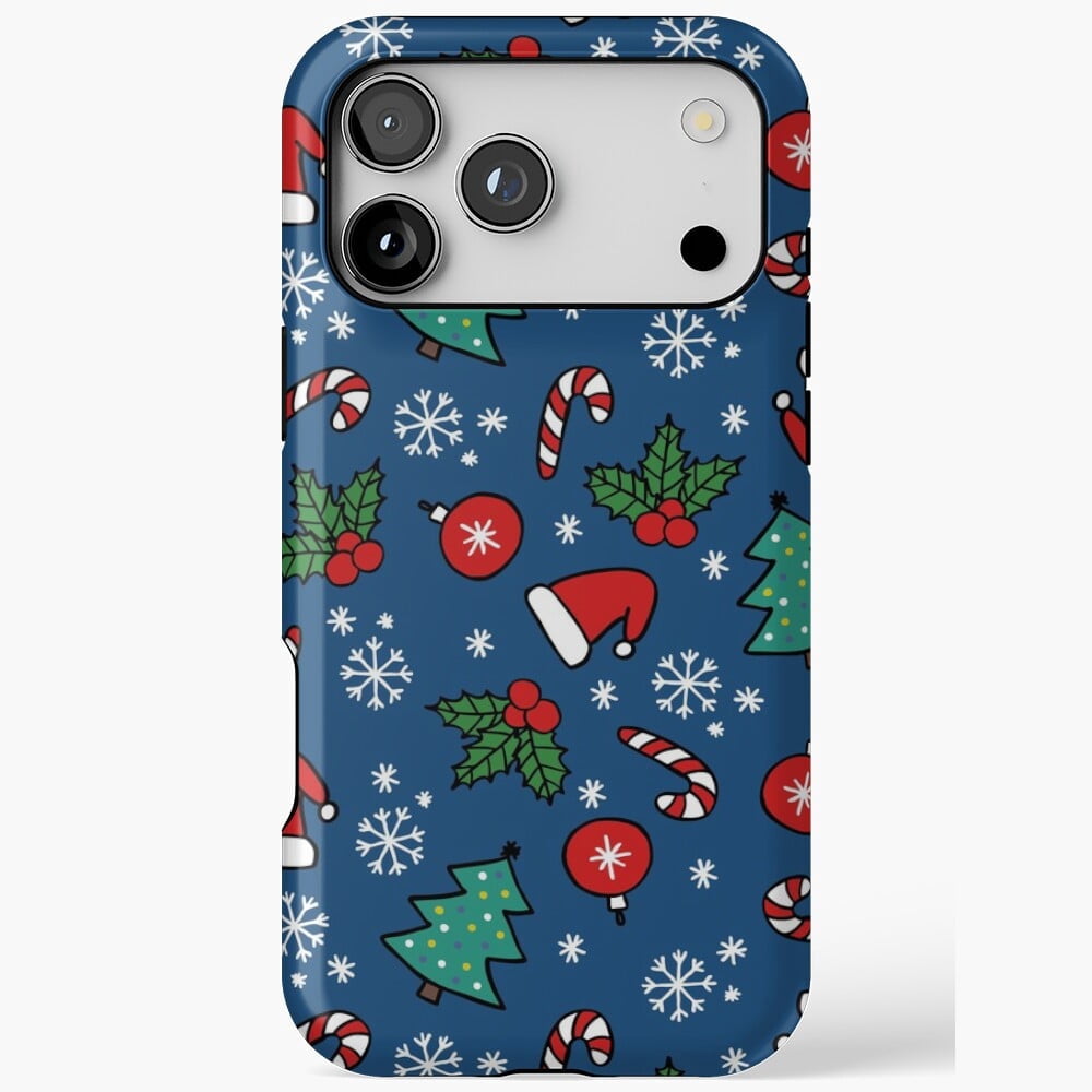 Festive Holiday Christmas Pattern with Trees and Ornaments, Seasonal ...
