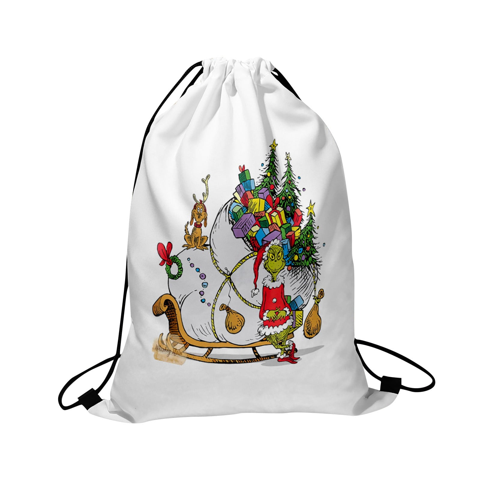 Festive Holiday Drawstring Backpack with Merry Grinchmas Design Perfect ...