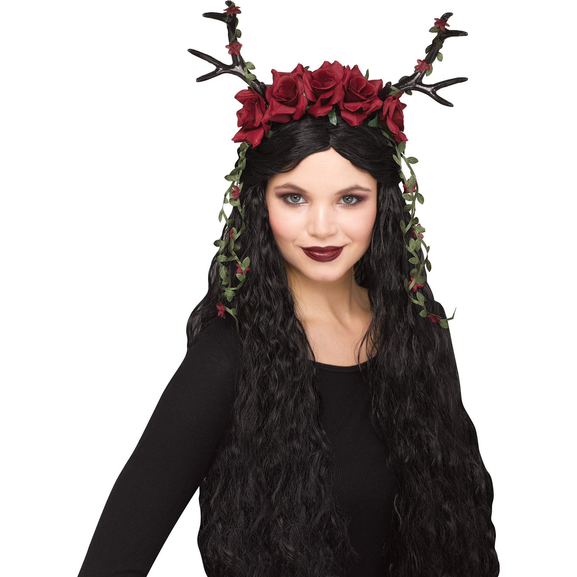 Festive Holiday Faun Horn Costume Headpiece Headband, Red Black Green ...
