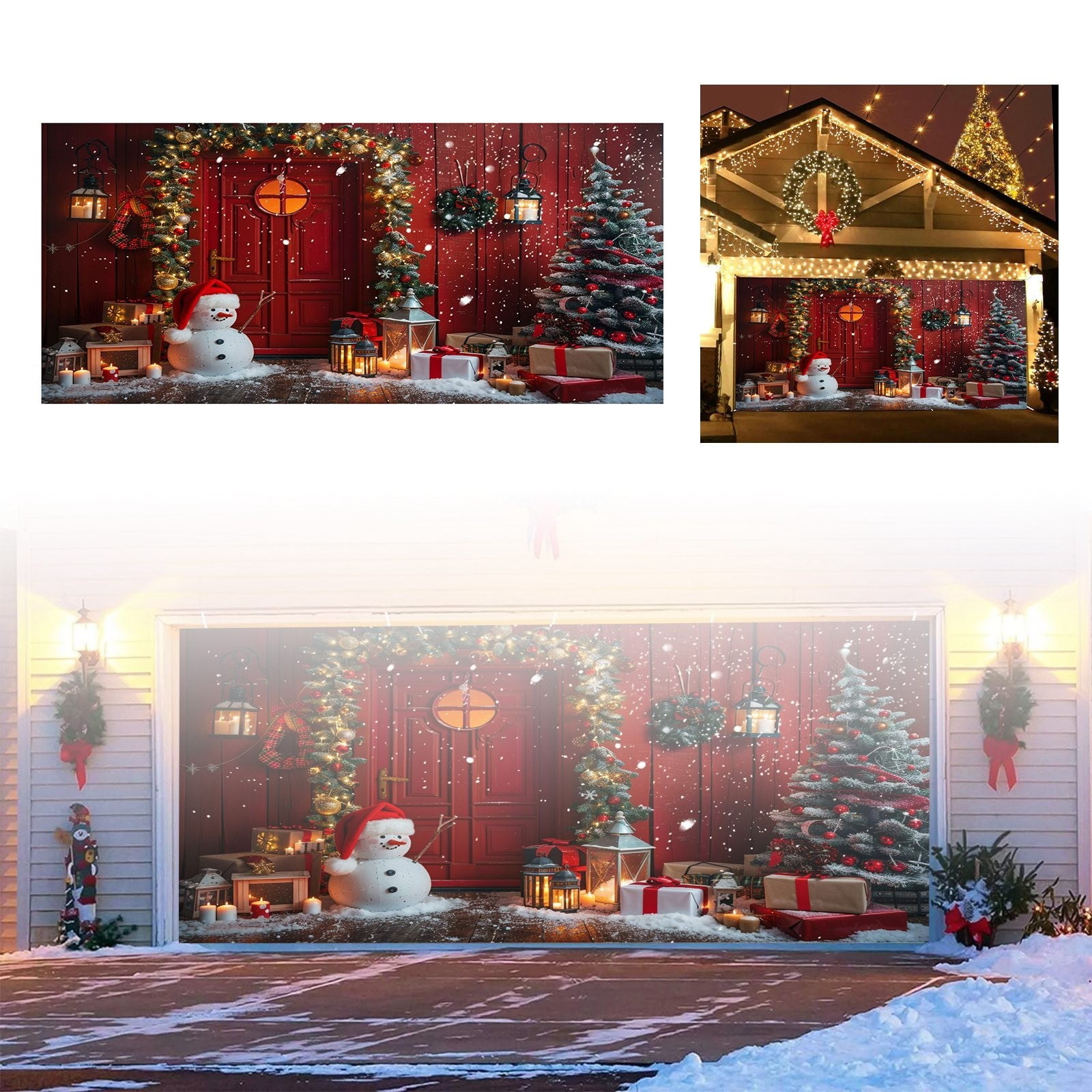 Festive Holiday Garage Door Banner - Jolly Snowman Large Outdoor ...