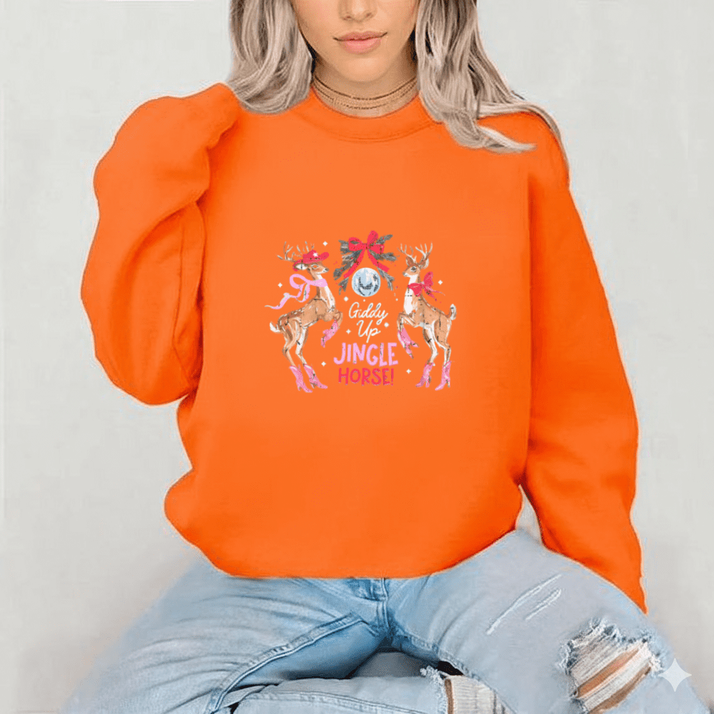 Festive Holiday Jingle Horse Fun Western Ride Celebration Sweatshirt ...