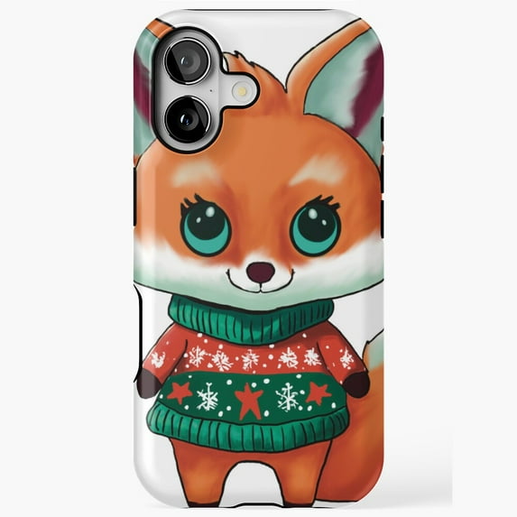 Festive Holiday Sweaters Fox Design Phone Case 17 16 15 14 13 12 11 Pro ...