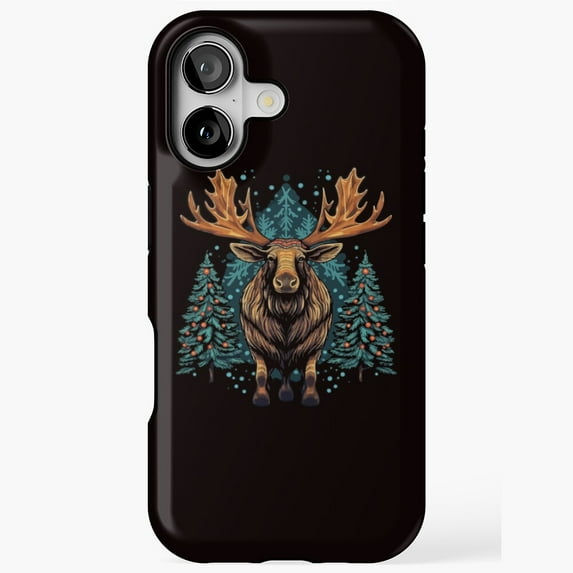 Festive Holiday Themed Christmas Moose Phone Case with iPhone 17 to 11 ...