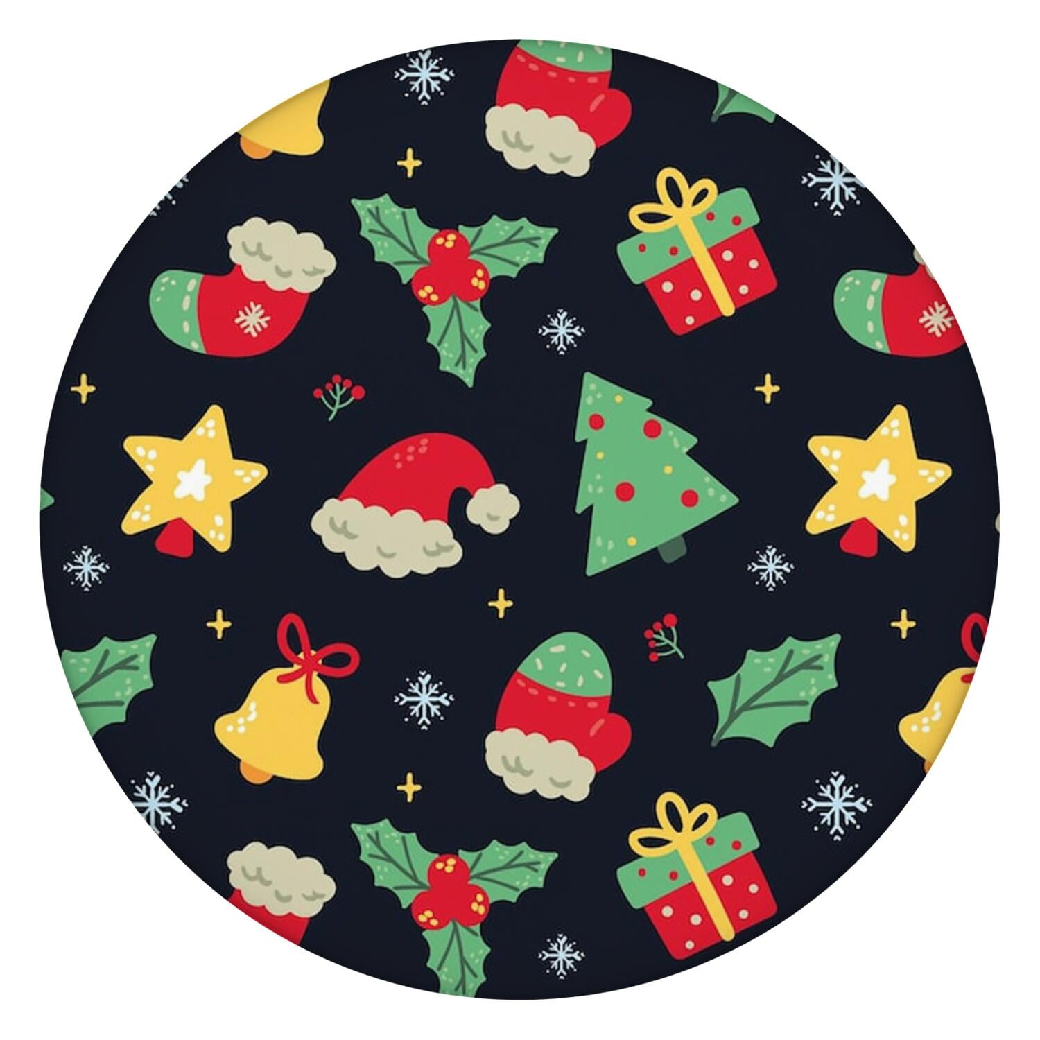 Festive Holly Berry Print Round Tablecloth 52 Inch, Elastic Hem Design ...