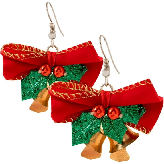 Festive Jingle Bell Earrings For Women, Cheerful Red Bow With Dangle ...