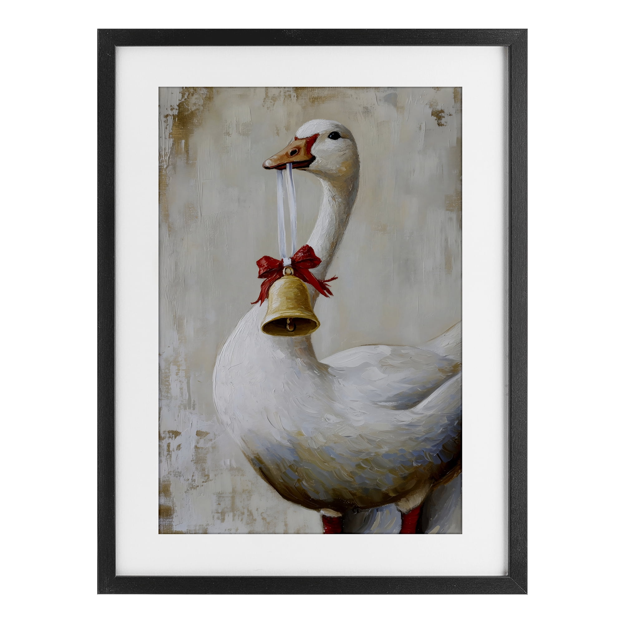 Festive Jingle Goose Black Framed Print Under Glass, design by Petal ...