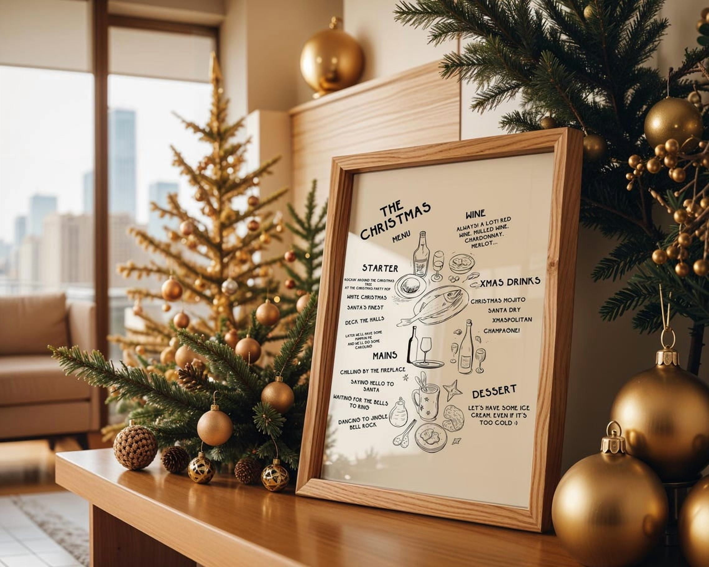 Festive Kitchen Menu Print Line ArtPoster with Mulled Wine & Song ...