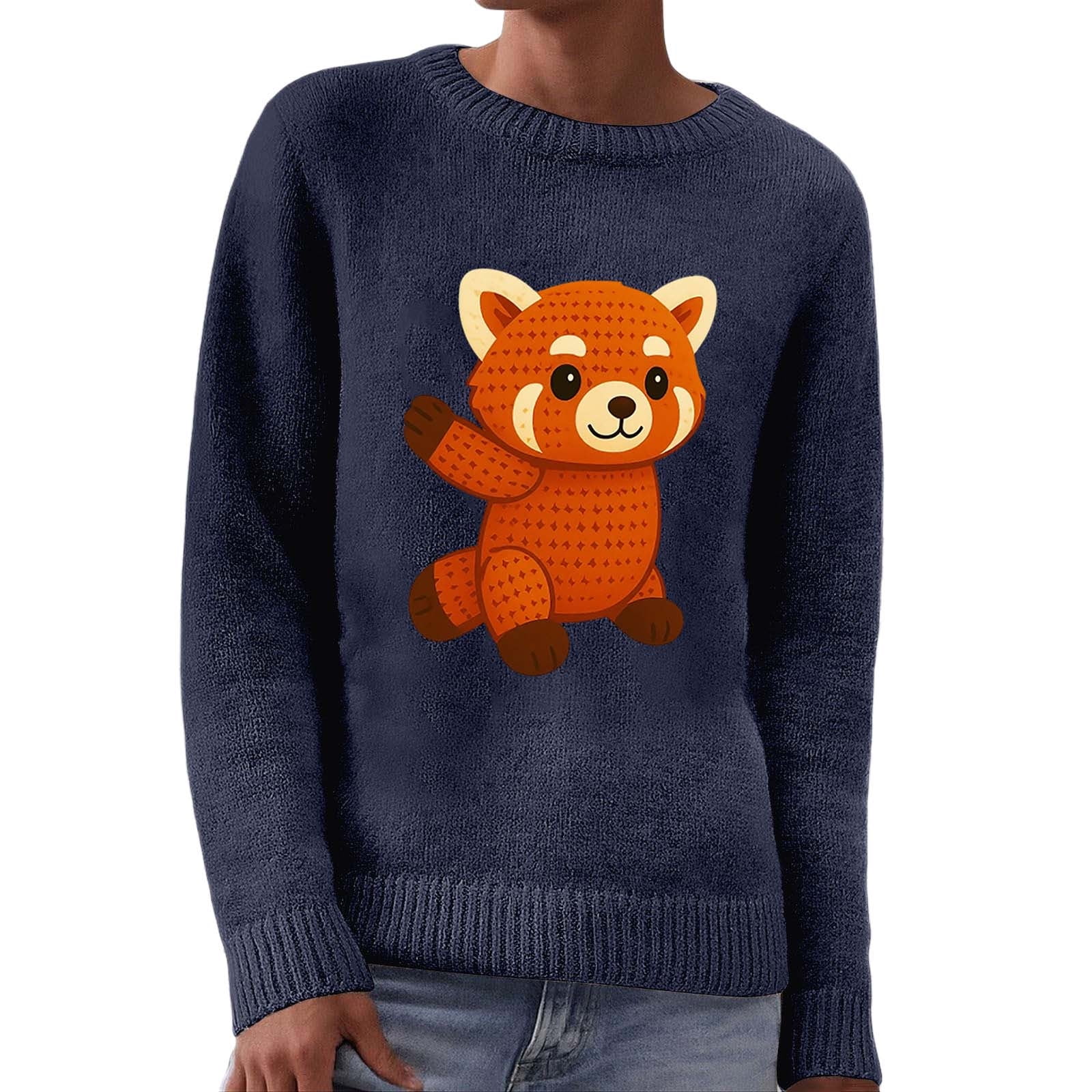 Festive Knit Pullover Sweater For Long Sleeve Crewneck Holiday Print ...