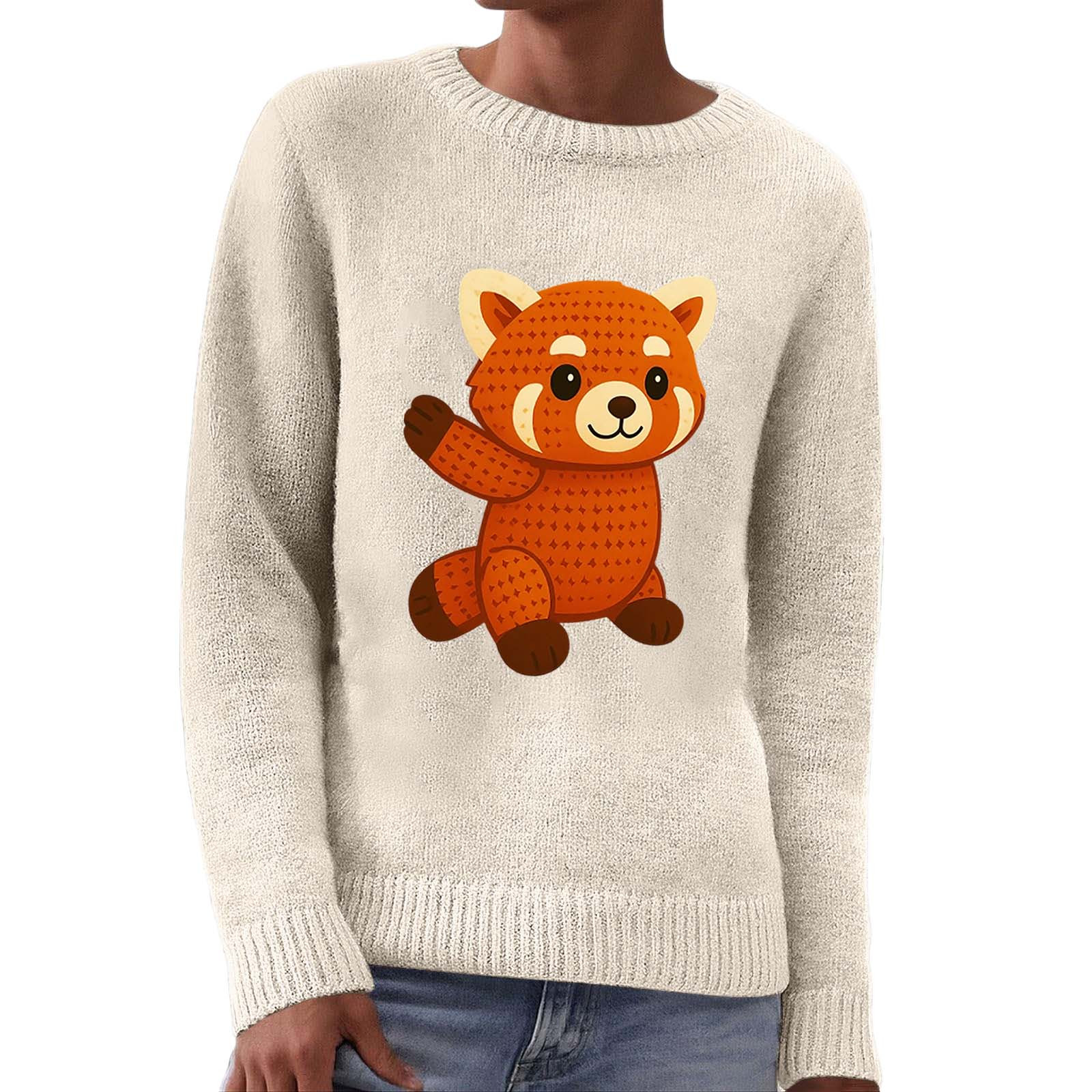 Festive Knit Pullover Sweater For Long Sleeve Crewneck Holiday Print ...