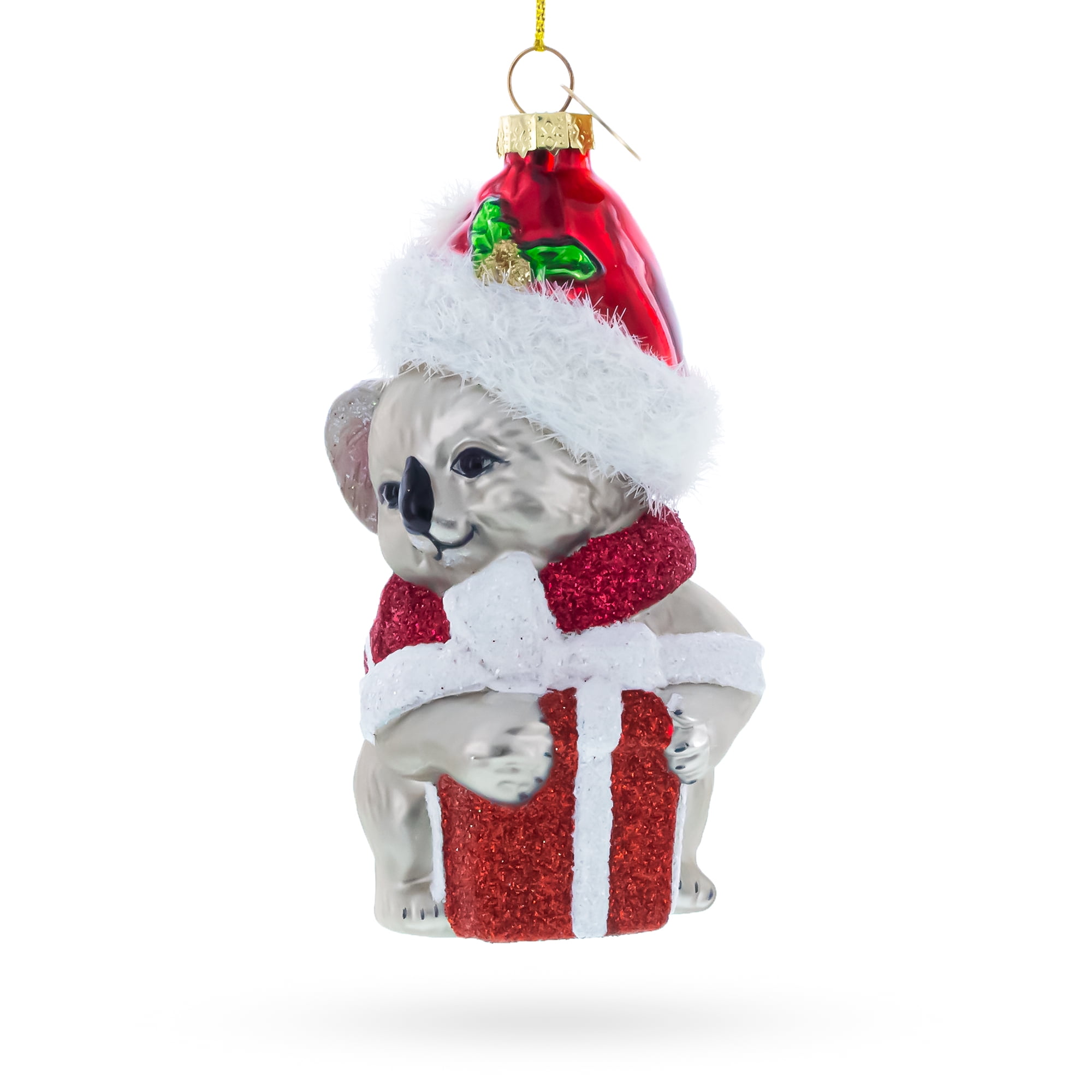 Festive Koala with Present Blown Glass Christmas Ornament - Walmart.com