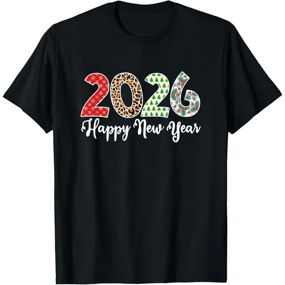 Festive Leopard 2026 New Year Family Matching Celebration Unisex T ...