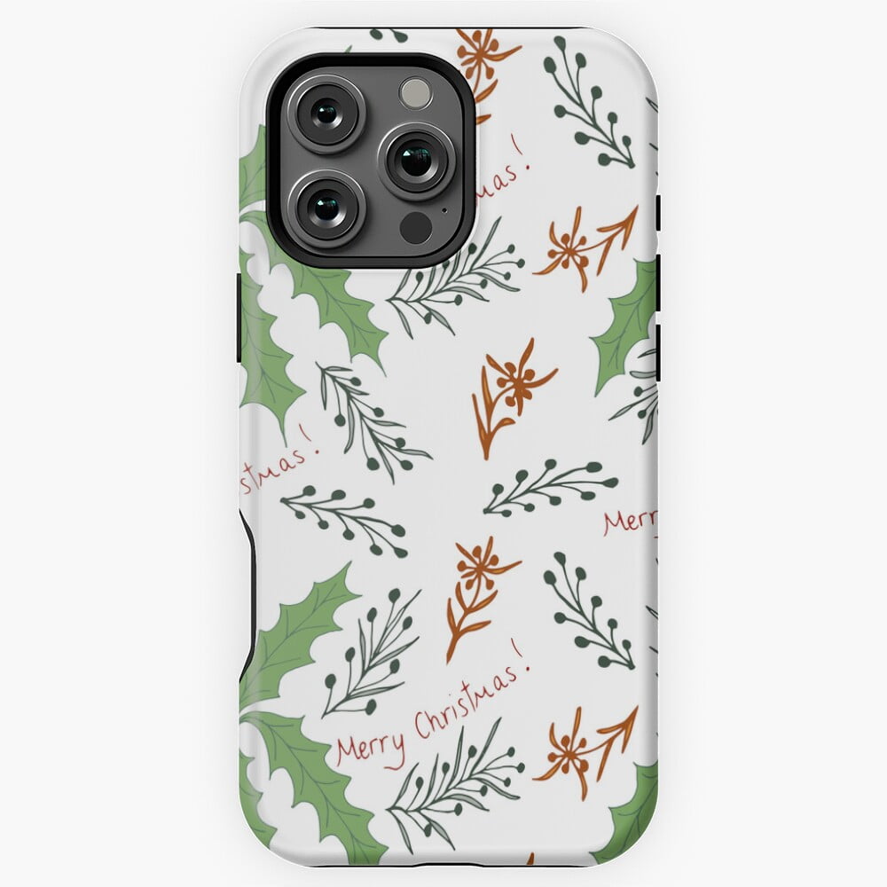 Festive Merry Christmas Floral Phone Case for iPhone 11 12 13 14 15 16 ...