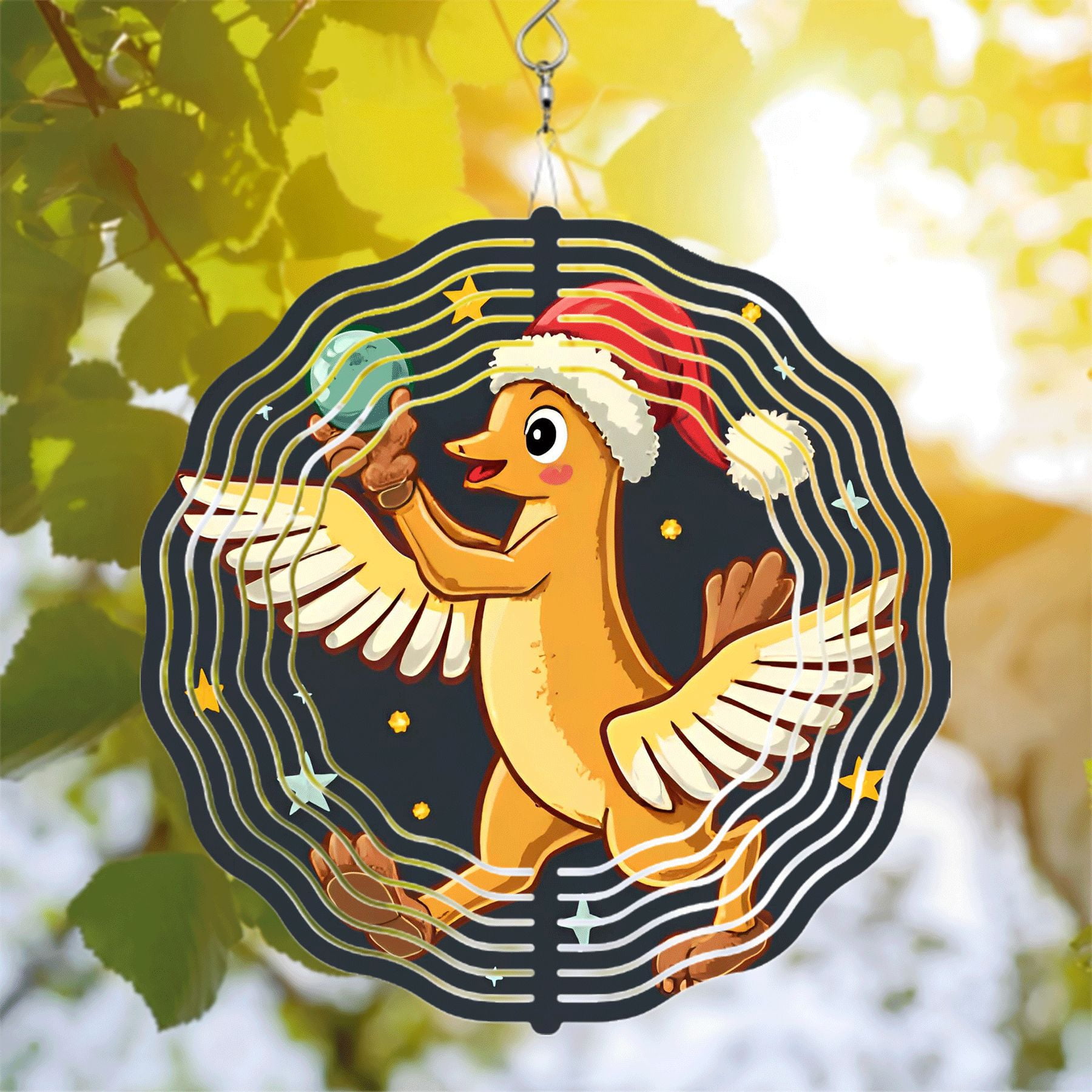 Festive Metal Hanging Wind Spinners & Chimes - Cheerful Cartoon Bird ...