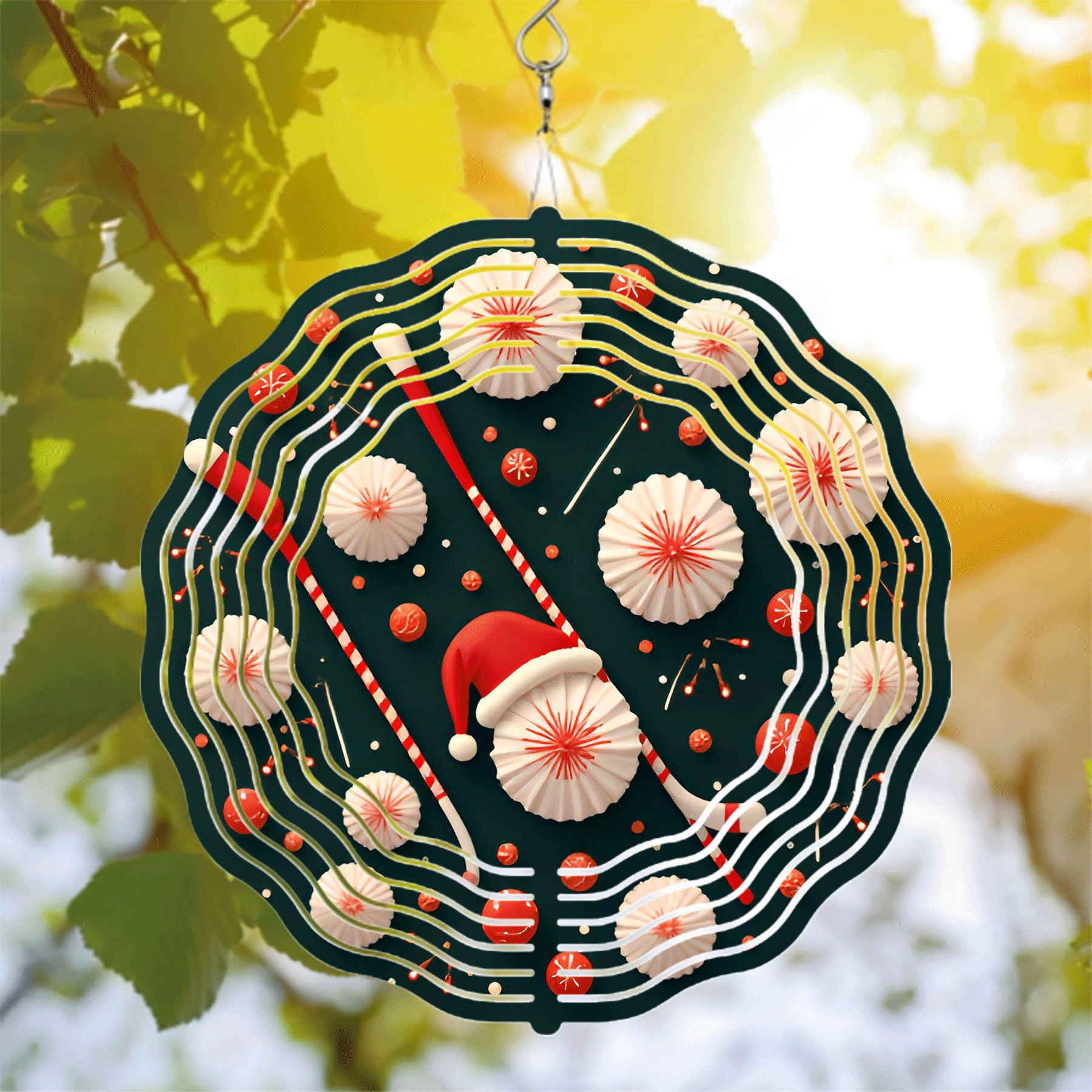 Festive Metal Hanging Wind Spinners & Chimes - Christmas Candy ...