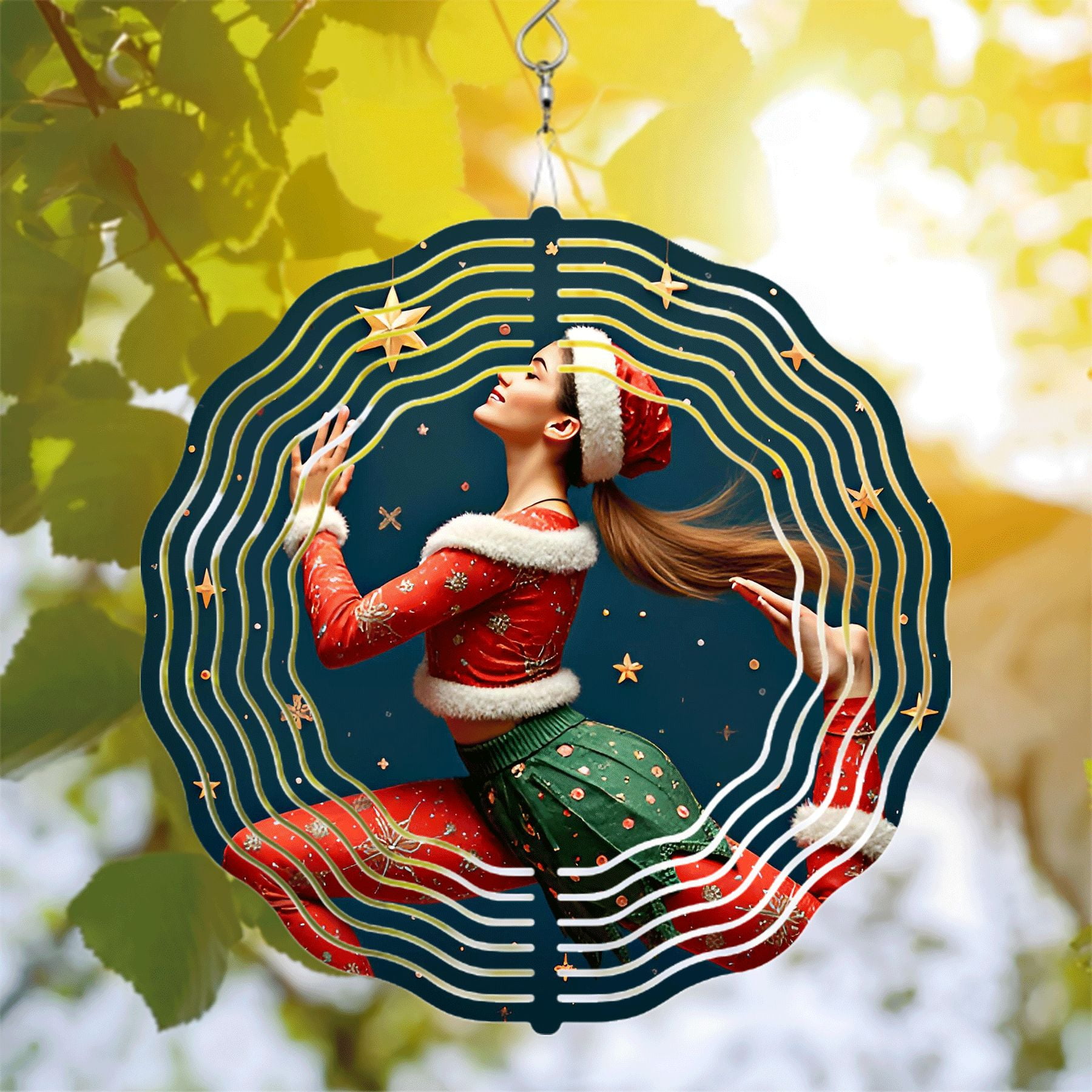Festive Metal Hanging Wind Spinners & Chimes - Christmas Snowflake ...