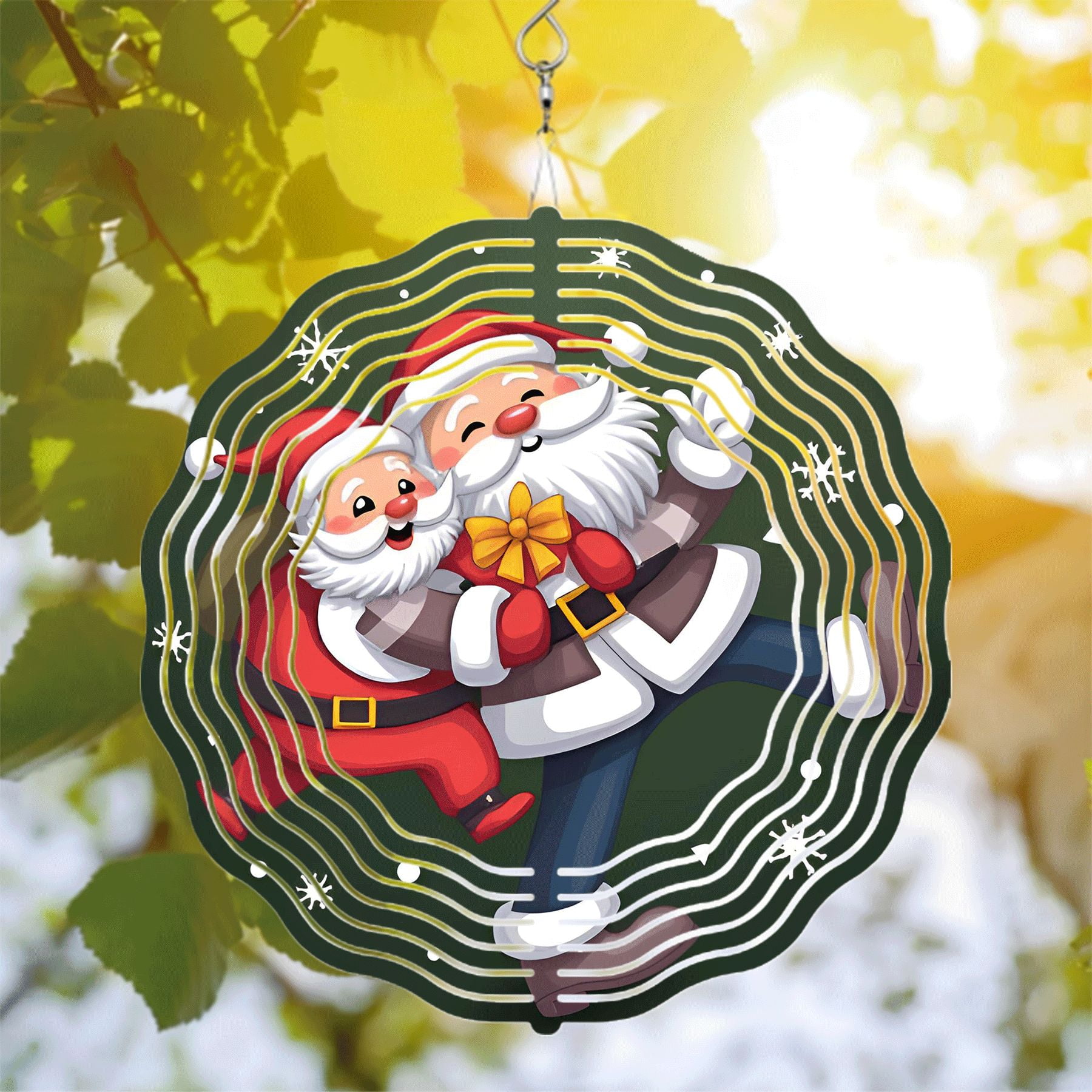 Festive Metal Hanging Wind Spinners & Chimes - Circular Snowflake ...
