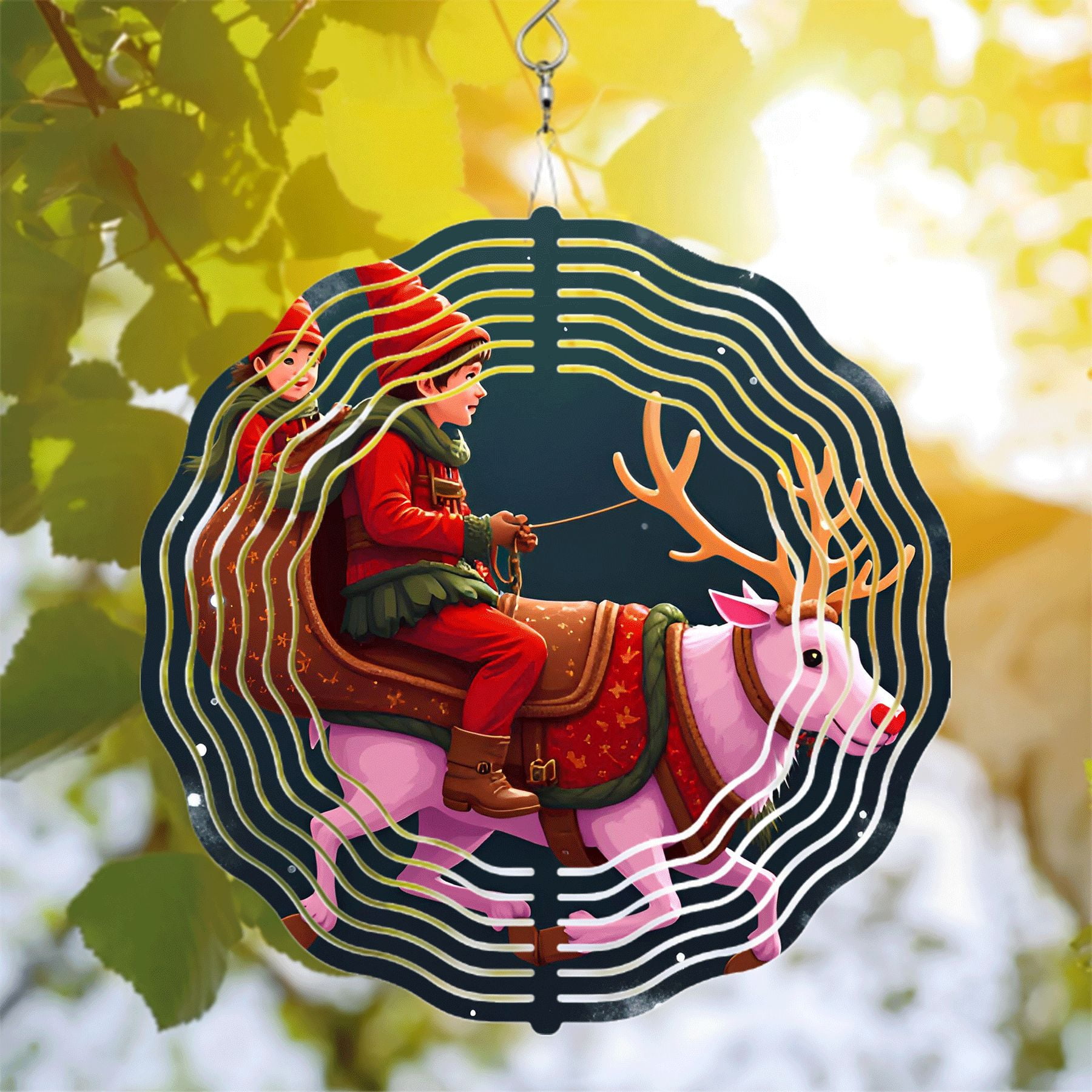 Festive Metal Hanging Wind Spinners & Chimes - Colorful Star Pattern ...