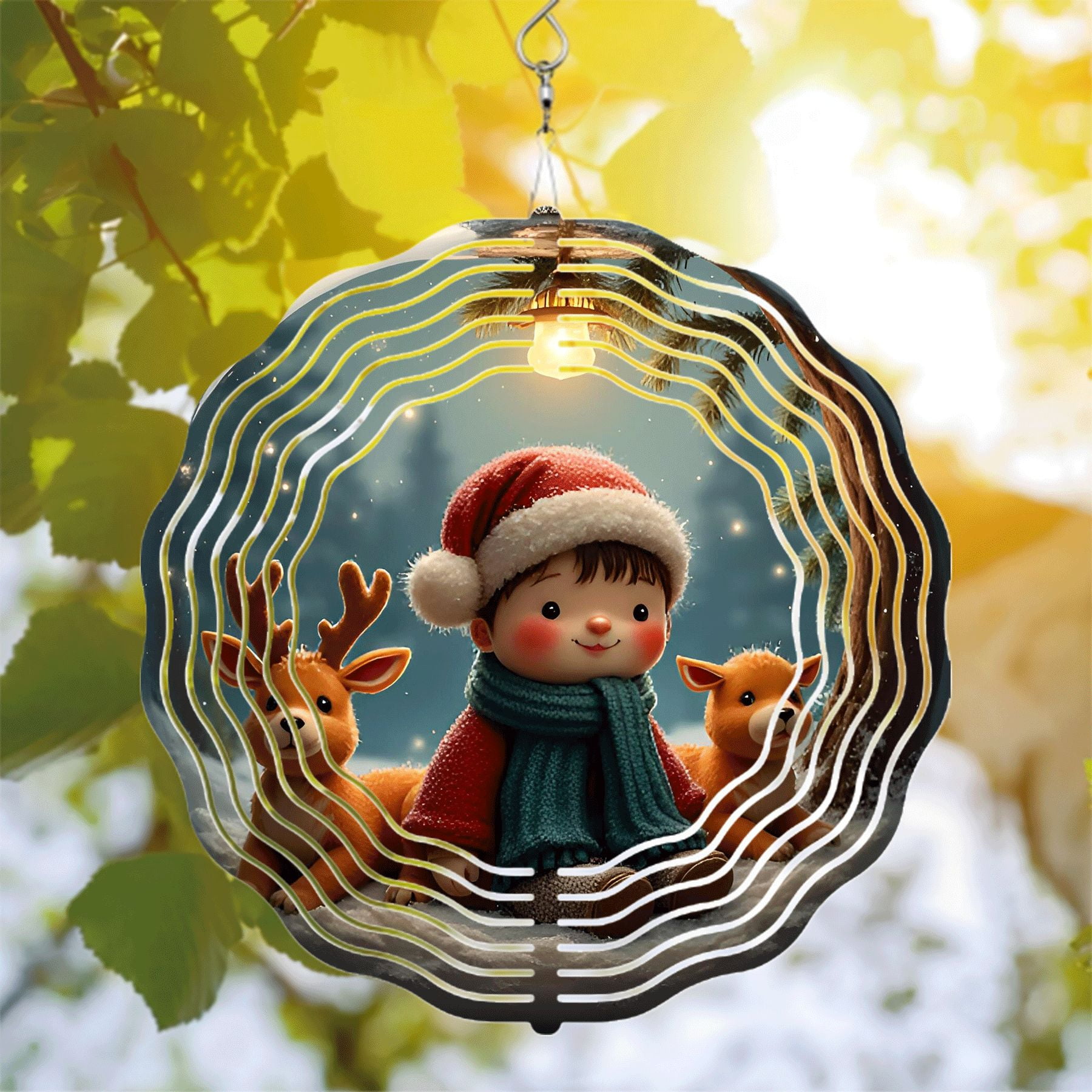 Festive Metal Hanging Wind Spinners & Chimes - Holiday-Themed Design ...