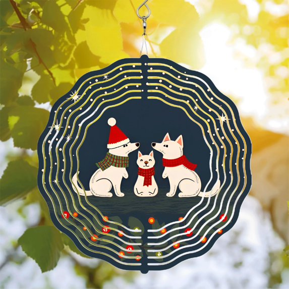 Festive Metal Hanging Wind Spinners & Chimes - Whimsical Animal Design ...
