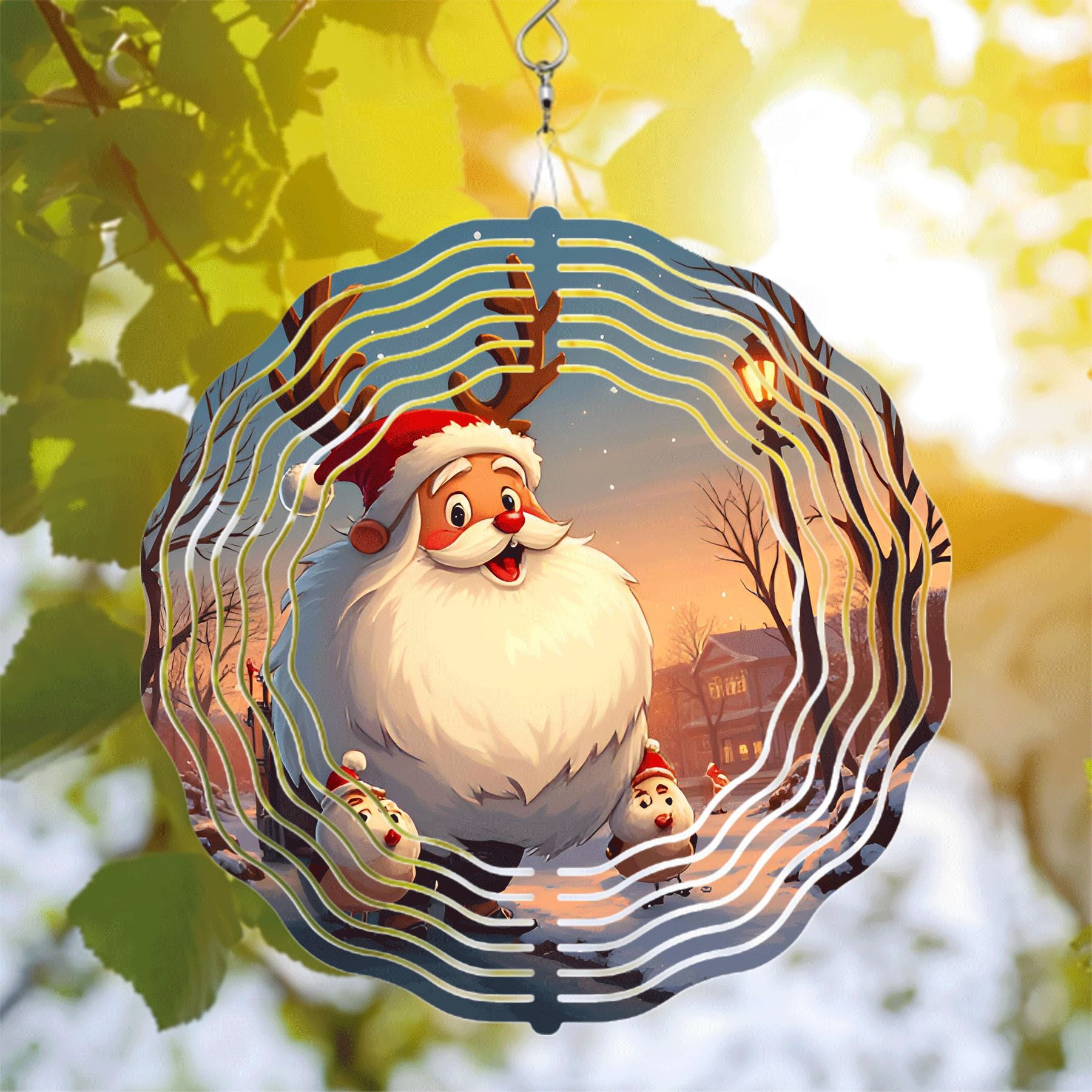 Festive Metal Hanging Wind Spinners & Chimes - Whimsical Circular ...