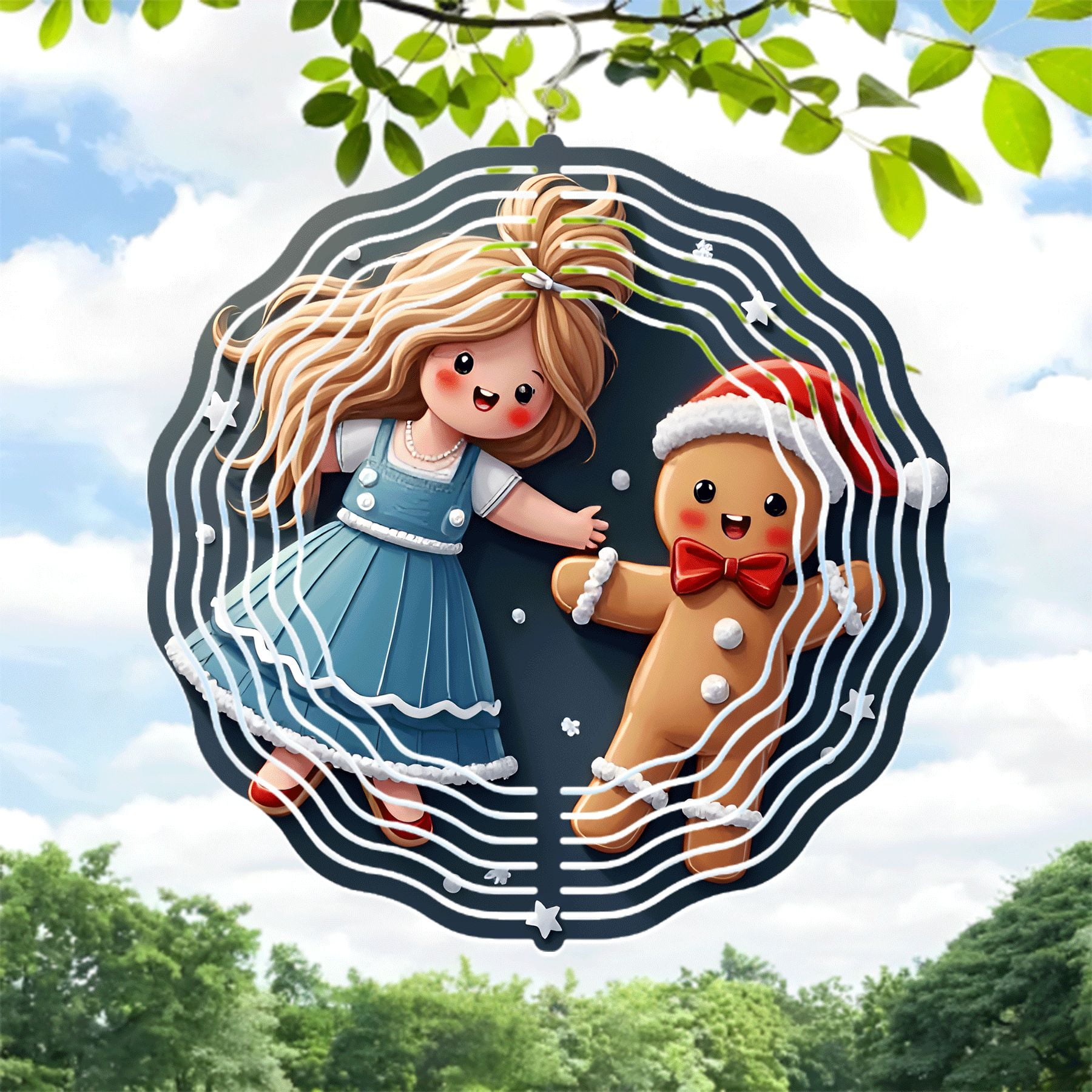 Festive Metal Hanging Wind Spinners & Chimes - Whimsical Gingerbread ...
