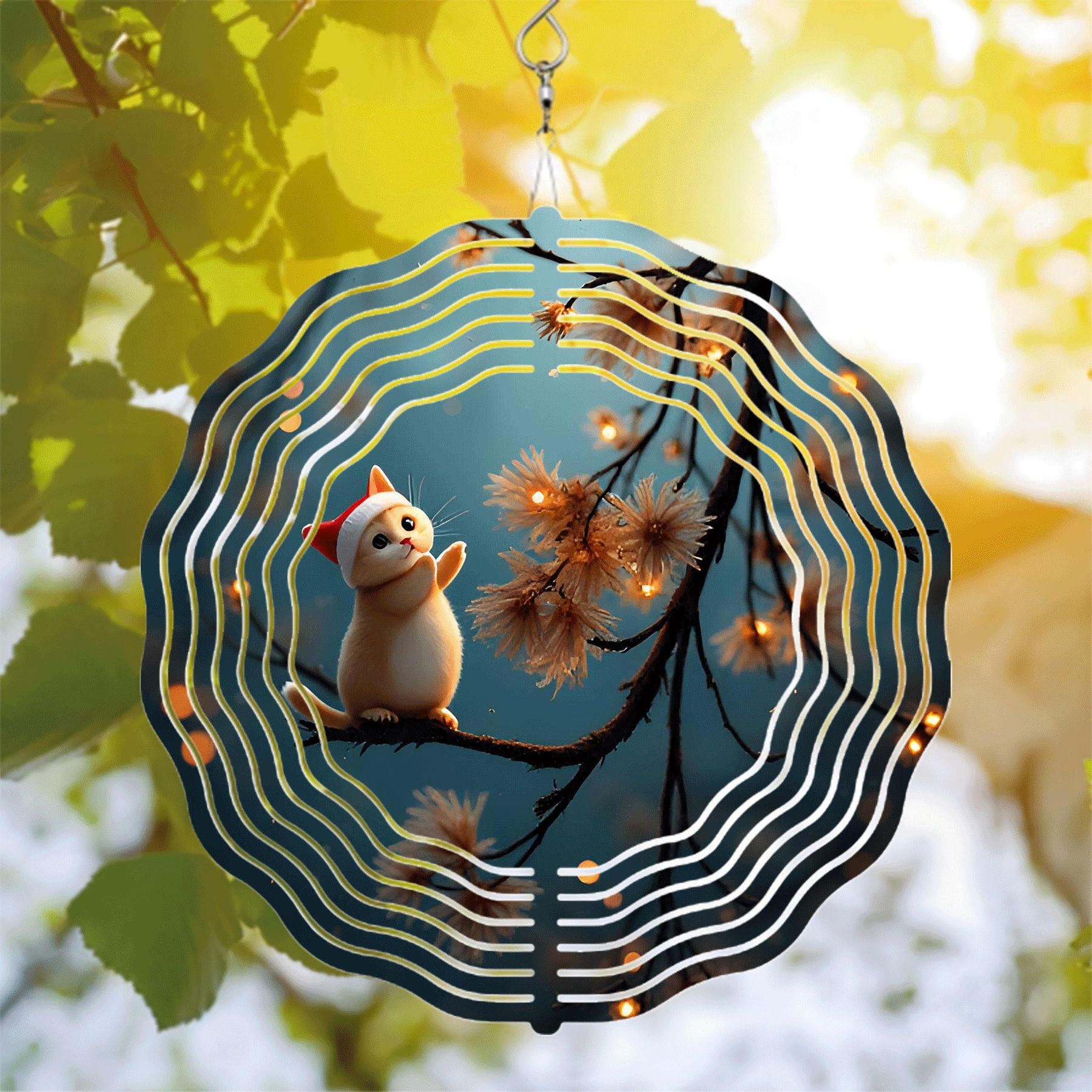 Festive Metal Hanging Wind Spinners & Chimes - Whimsical Holiday Design ...