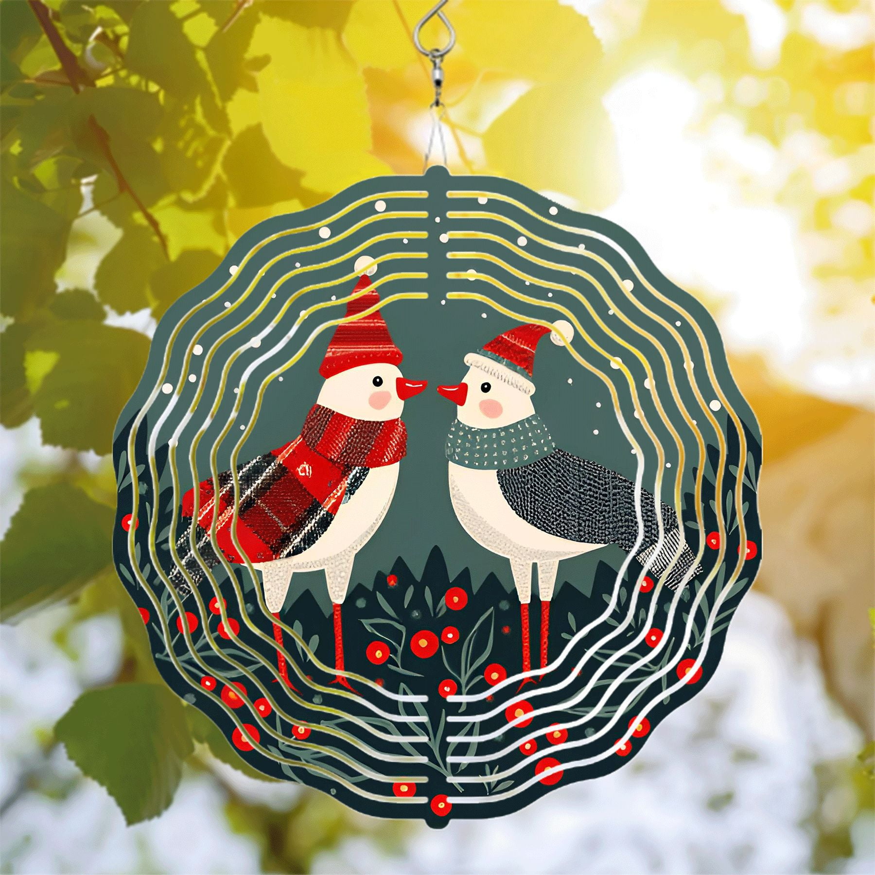 Festive Metal Hanging Wind Spinners with Snowflake Patterns - Charming ...