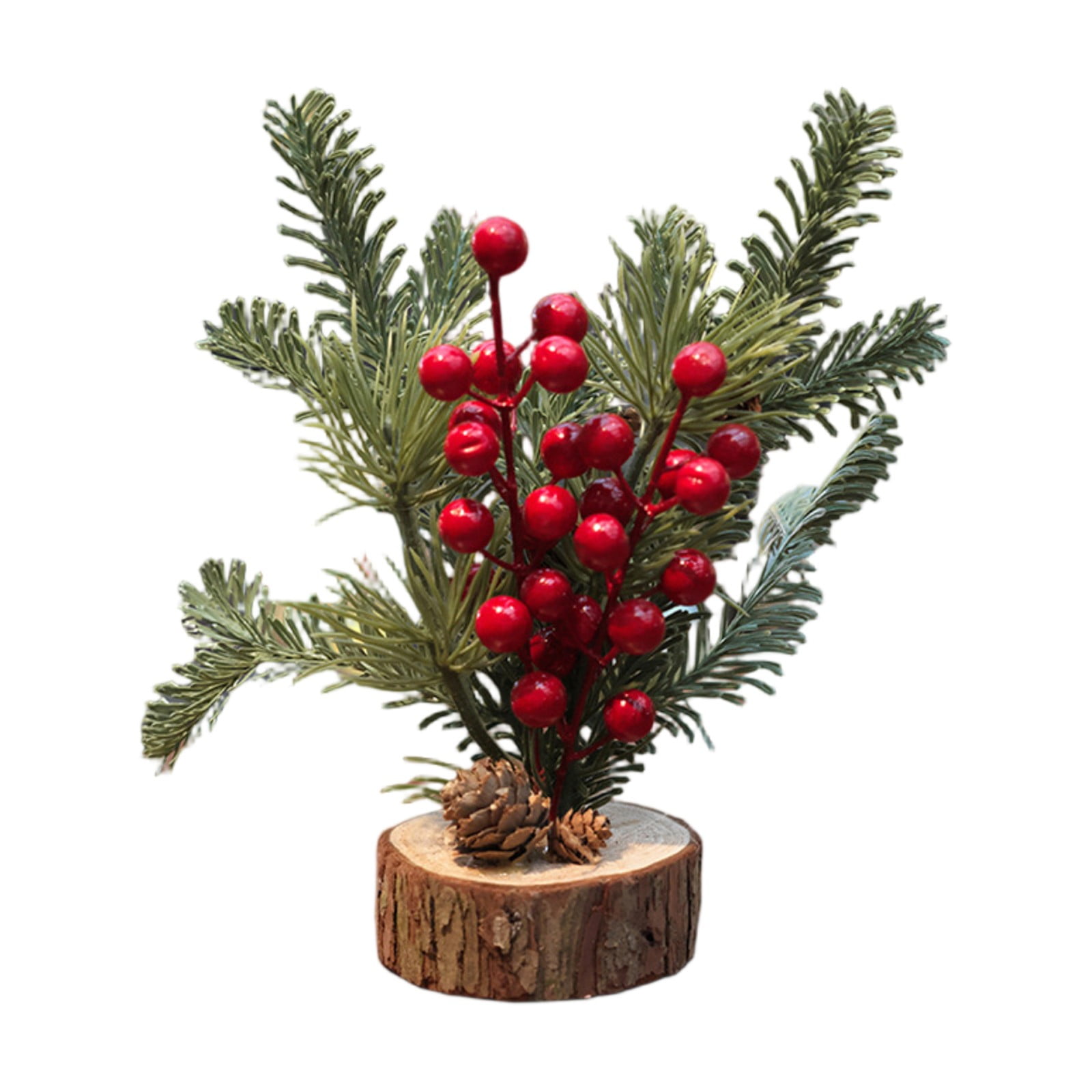 Festive Mini Faux Plant Christmas Decorations - Set of 9 Lifelike ...