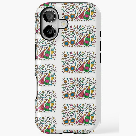 Festive New Year Dog Party Art Gift Phone Case with iPhone 17 to 11 Pro ...