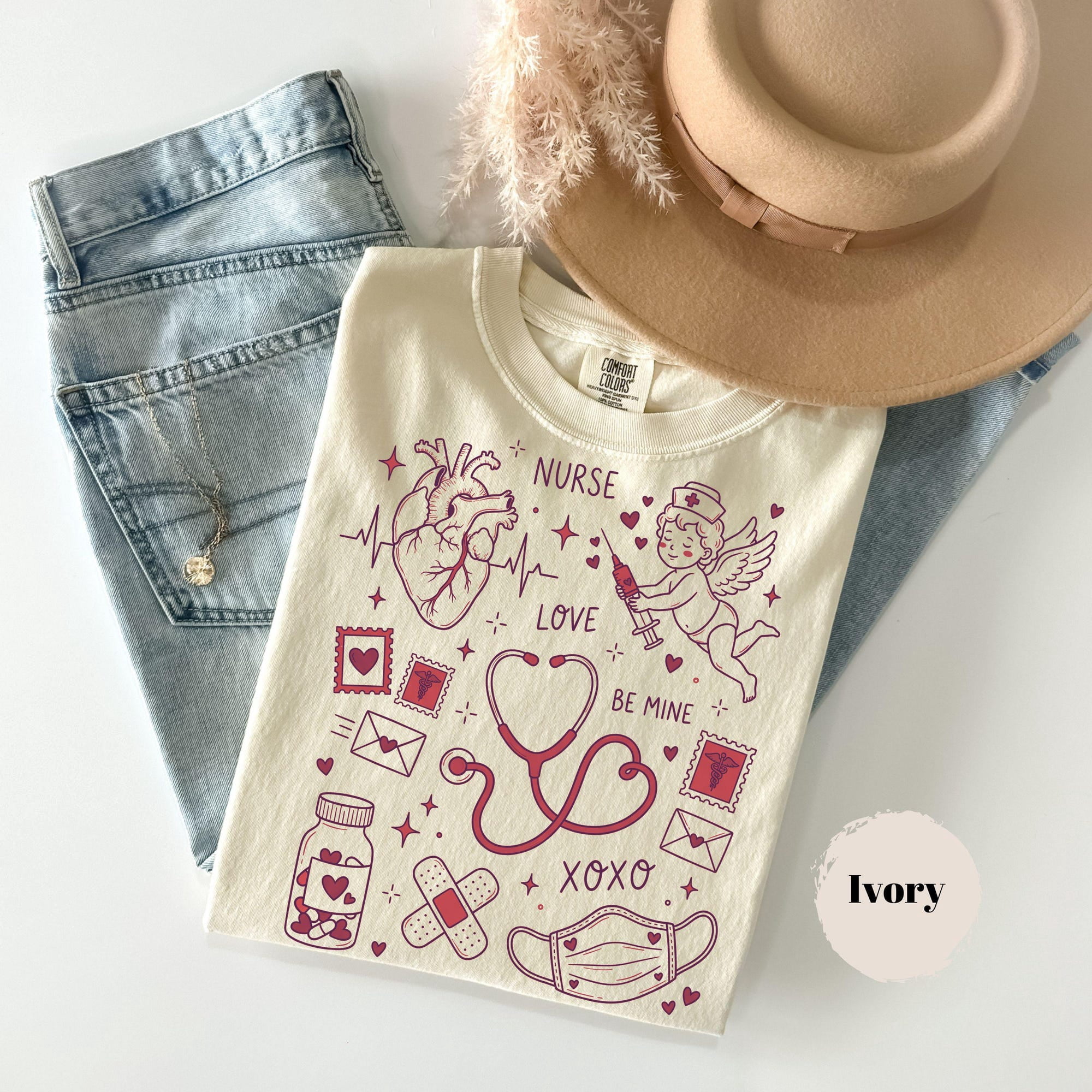 Festive Nurse Love Graphics T-Shirt - Valentine's Day Appreciation Gift ...