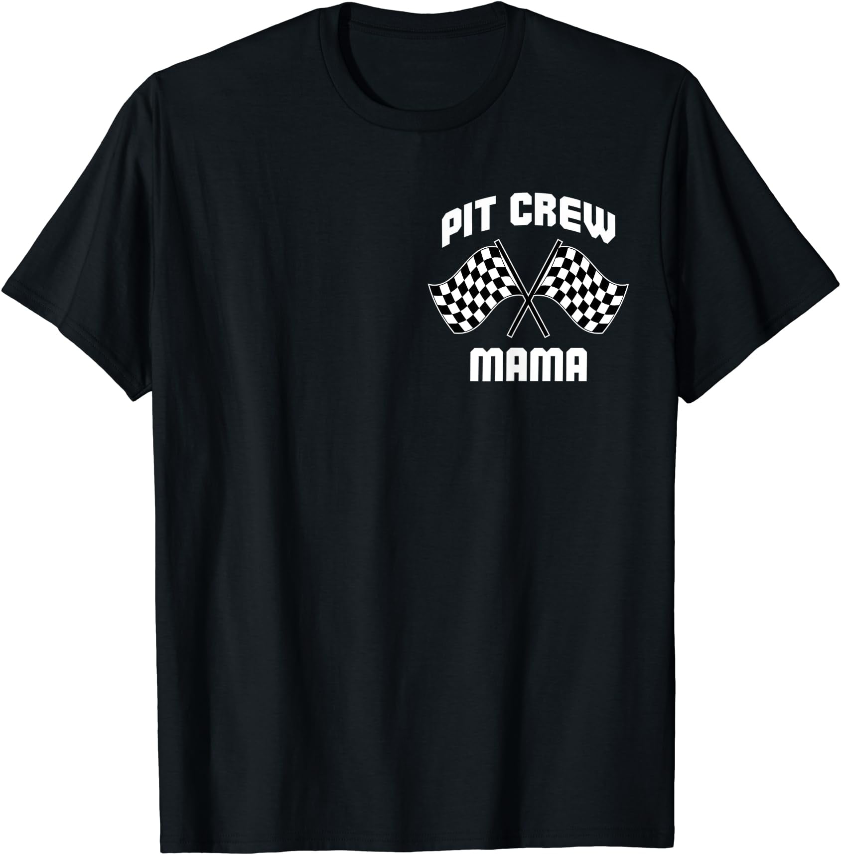 Festive Pit Crew Mama Race Day Checkered Flags Graphic T-Shirt Ideal ...