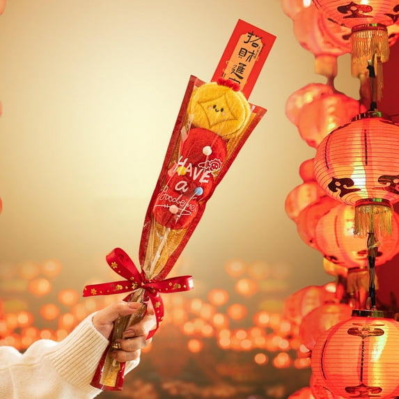 Festive Plush Candy Skewer Decor - Traditional Lunar New Year Tabletop ...
