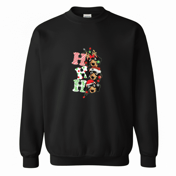 Festive Pup Ho Ho Ho Funny Holiday Dachshund Christmas Cheer Sweatshirt ...