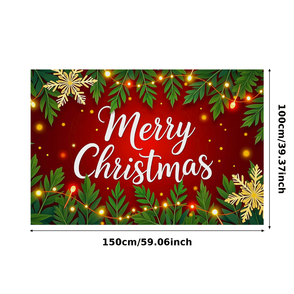 Festive Red Christmas Banner with Leafy Greenery Glowing Lights and ...