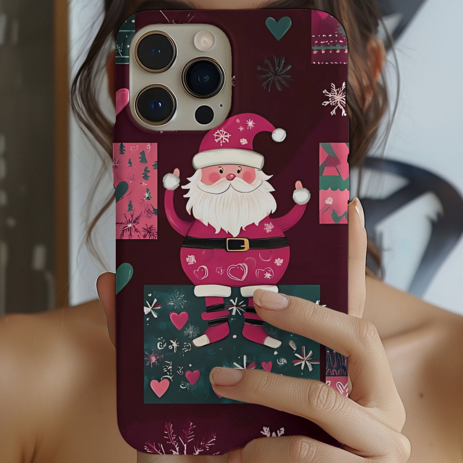 Festive Red Holiday Figure Christmas Phone Case with iPhone 17 to 11 ...