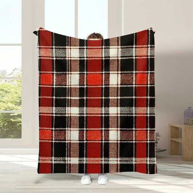 Festive Red Plaid Throw Blanket - Perfect for Home Decor, Lightweight ...