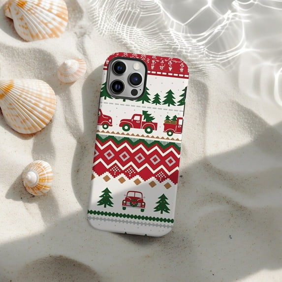 Festive Red Truck Holiday Tree Pattern Phone Case for 17 16 15 14 13 12 ...