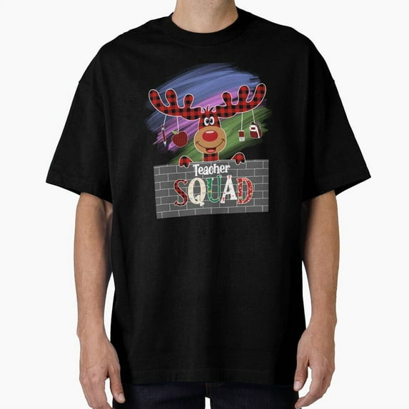 Festive Reindeer and Deer Themed Holiday Teacher Squad Unisex T-Shirt ...