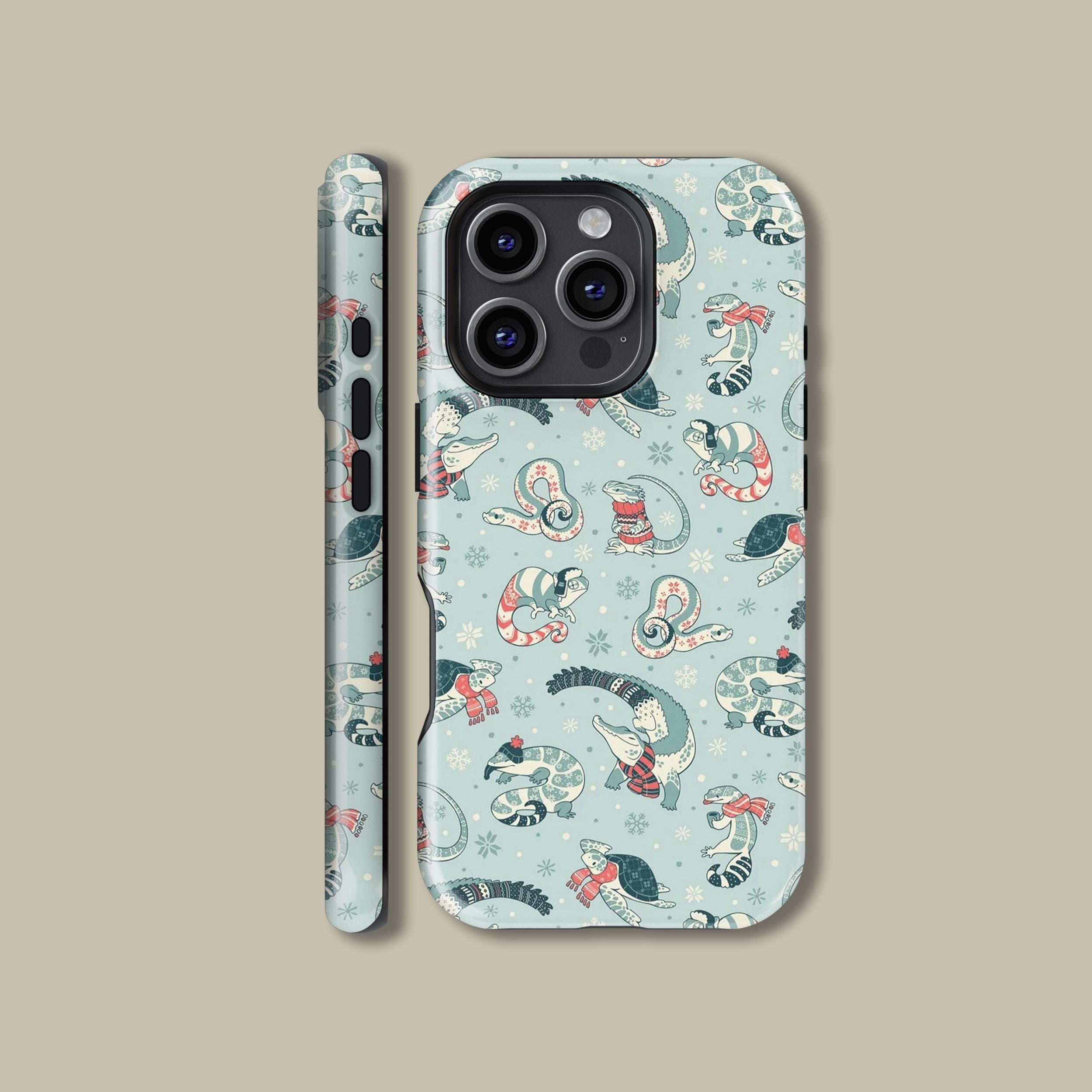 Festive Reptile Christmas Case for iPhone Samsung Cute Animal - Walmart.com