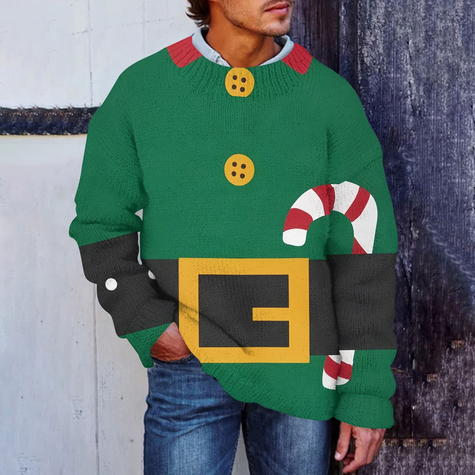 Festive Santa Claus Design Ugly Christmas Sweater for Men Cozy Knit ...