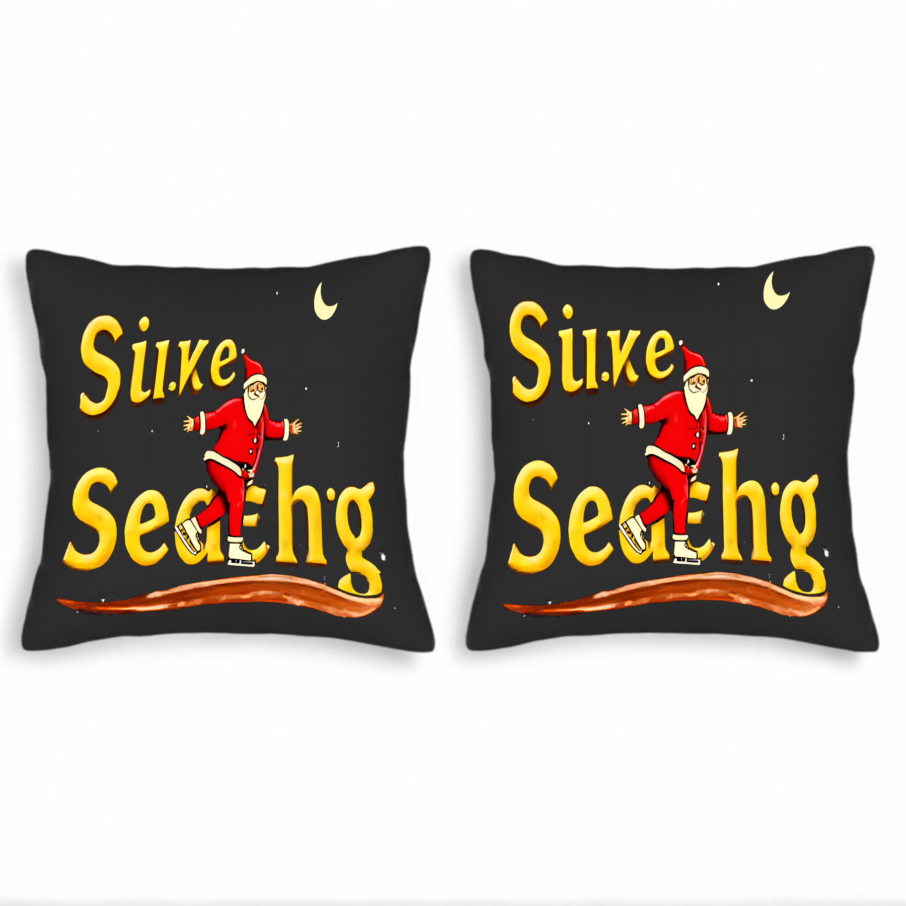 Festive Santa Claus Figure Skating Throw Pillow Covers - Set of 2 ...