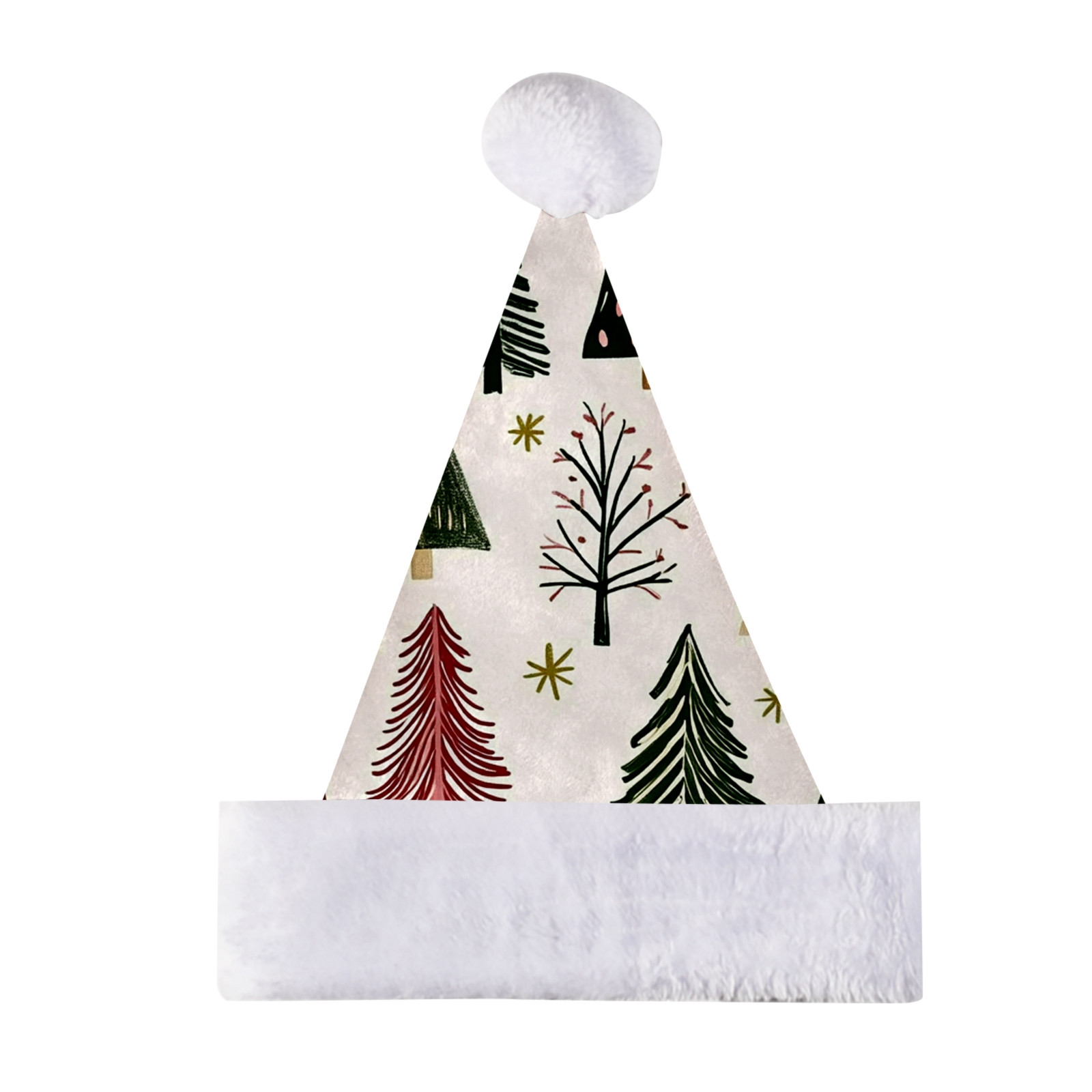 Festive Santa Hat for Kids & Adults with Snowman & Gift Print Soft ...