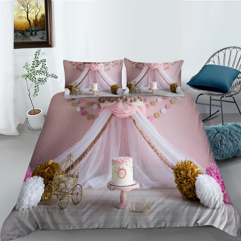 Festive Scene Theme Duvet Cover King Size Happy Birthday Party Wedding ...